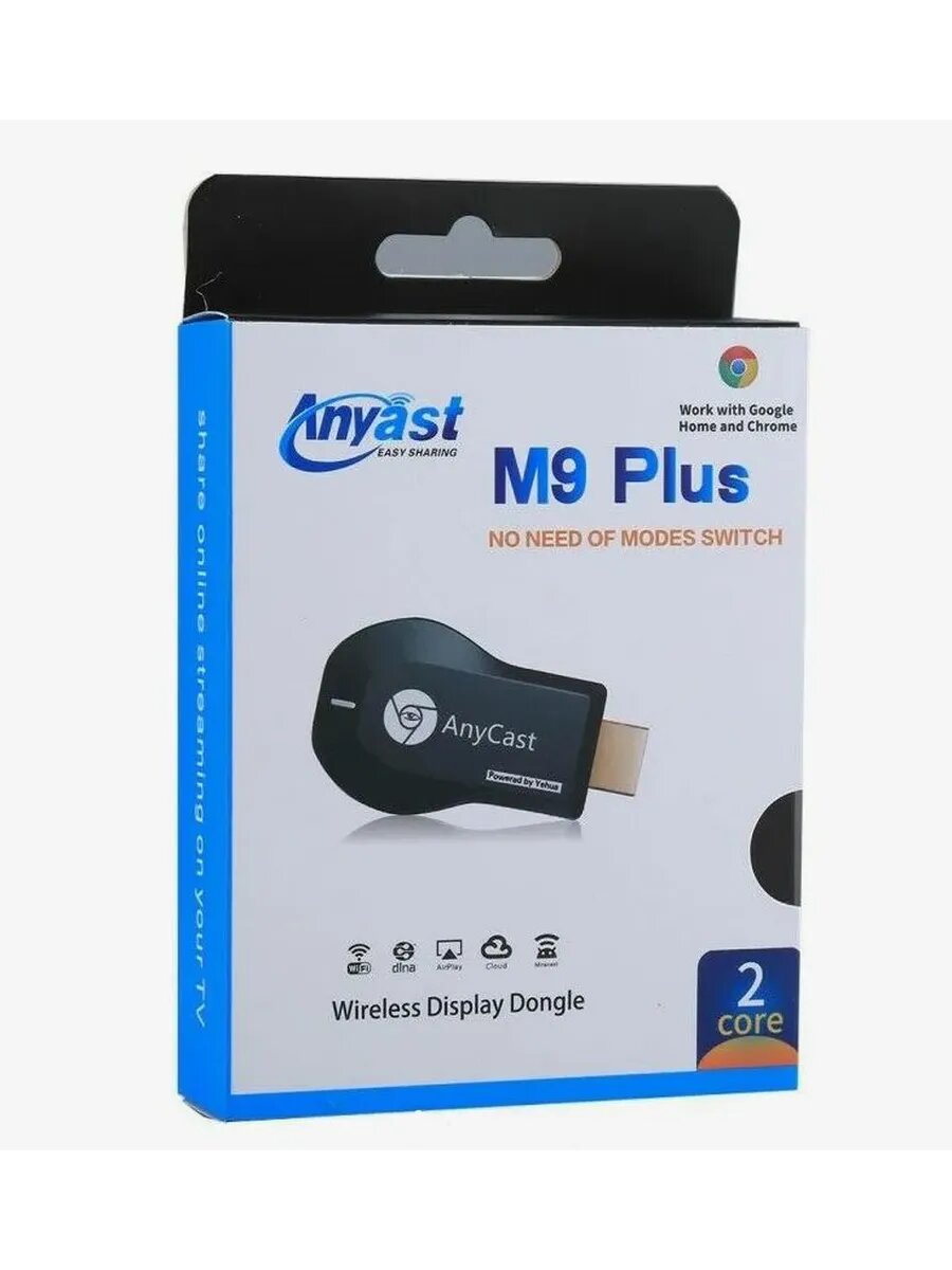 Медиаплеер AnyCast M9 Plus, WiFi адаптер HDMI для трансляции экрана с телефона на ТВ, Miracast/AirPlay.