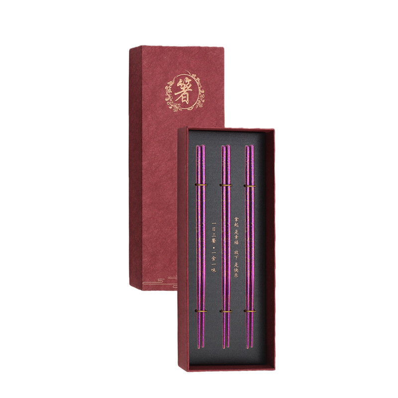 Чистые титановые палочки для еды, цветные палочки с ледяным цветком, домашние нескользящие палочки, посуда для кемпинга на открытом воздухе, палочки для горячего горшка, набор подарочных коробок из титана