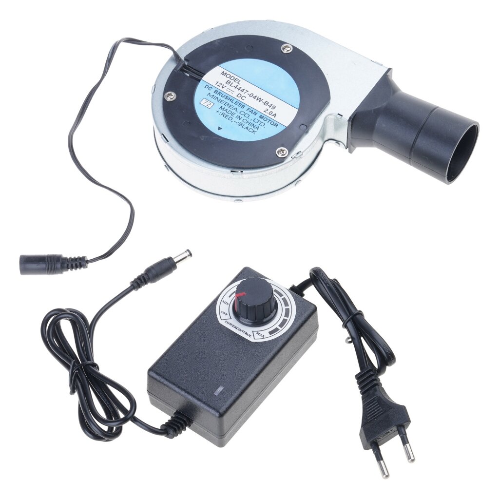 Воздуходувка с железным корпусом 12 В + круглый воздуховод + регулятор европейского стандарта