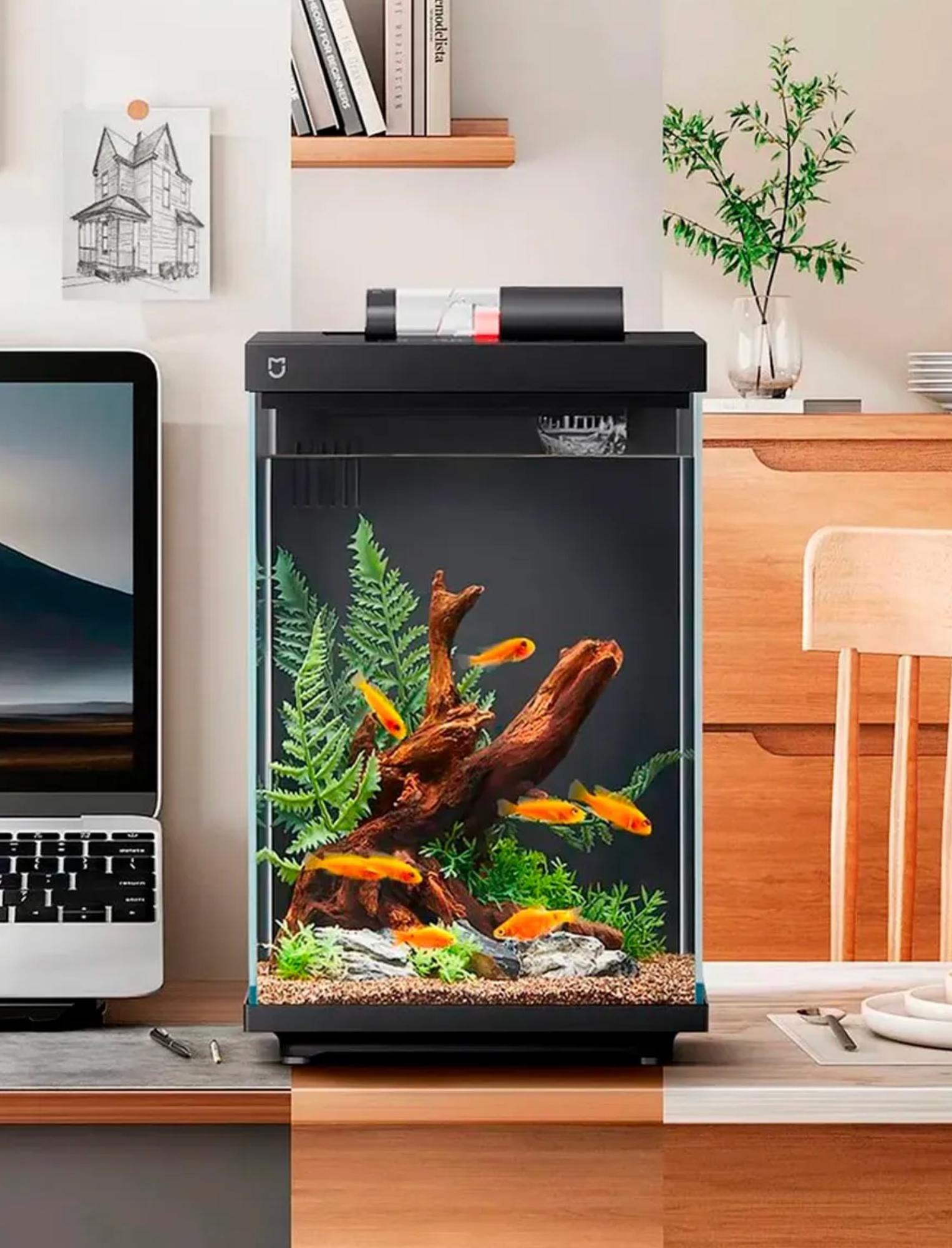 Умный настольный аквариум Xiaomi Mijia Smart Desktop Fish Tank 10L (MYG200), черный, CN