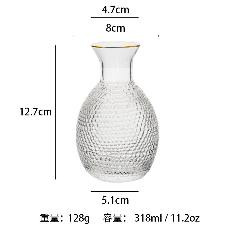 Стеклянный винный костюм в японском стиле Чеканный кувшин для вина с золотистой окантовкой маленький бокал для вина