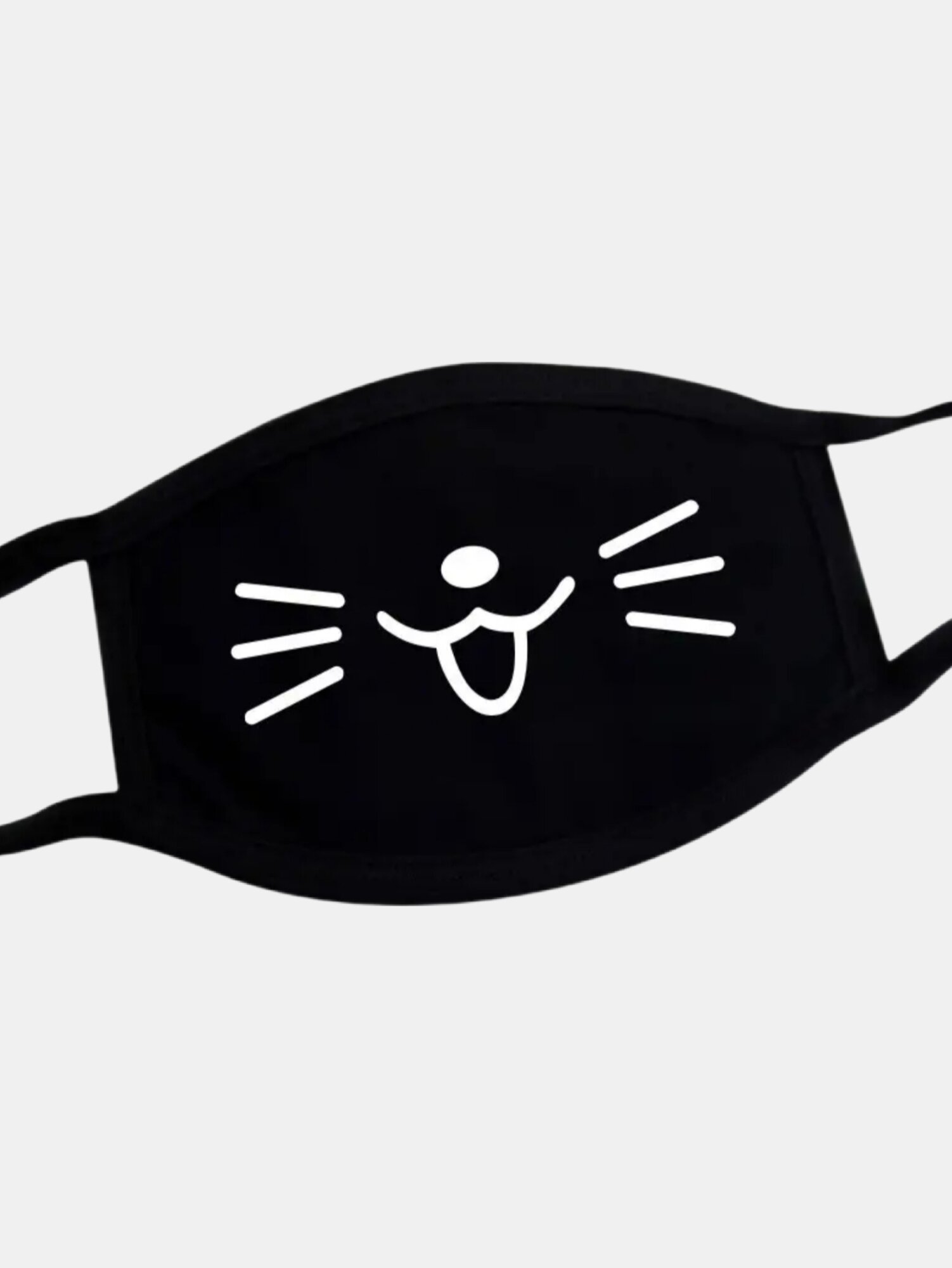 Маска для лица многоразовая хлопковая с принтом котик