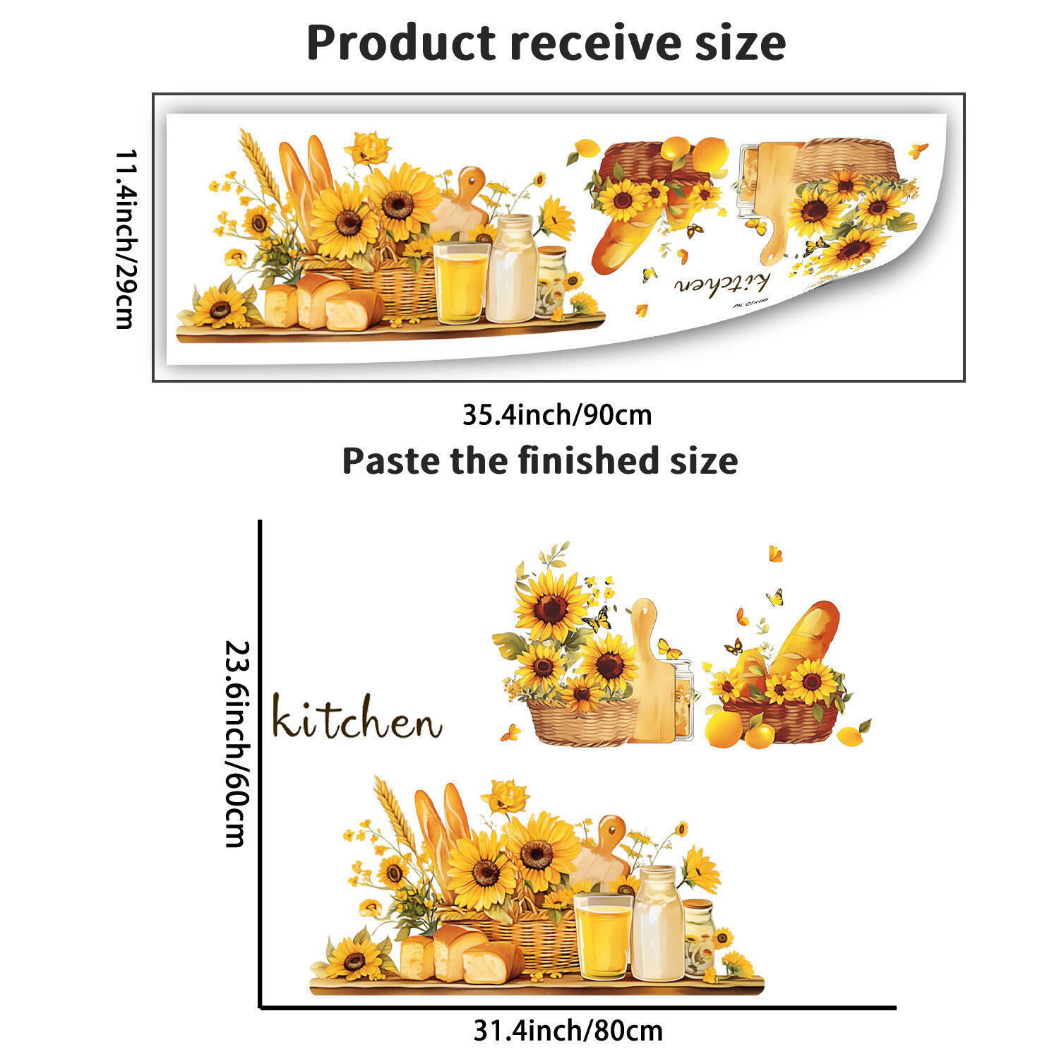 Трансграничная амазонка внешней торговли забавный подсолнух хлеб молоко наклейки на стену для кухни украшения наклейки