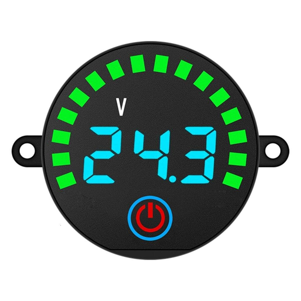 Индикатор уровня заряда батареи 5-55 В, Синий - С отверстиями для винтов