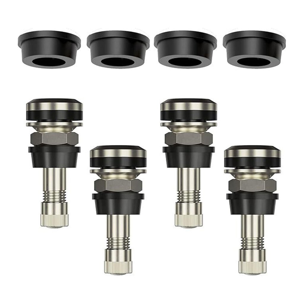 Набор из 4 металлических ниппелей для автомобильных колес. Металлические ниппели из нержавеющей стали, подходят для различных колес.