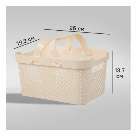 Корзина для хранения Plast Team Mien 26x13.7x19.2 см полипропилен цвет молочный