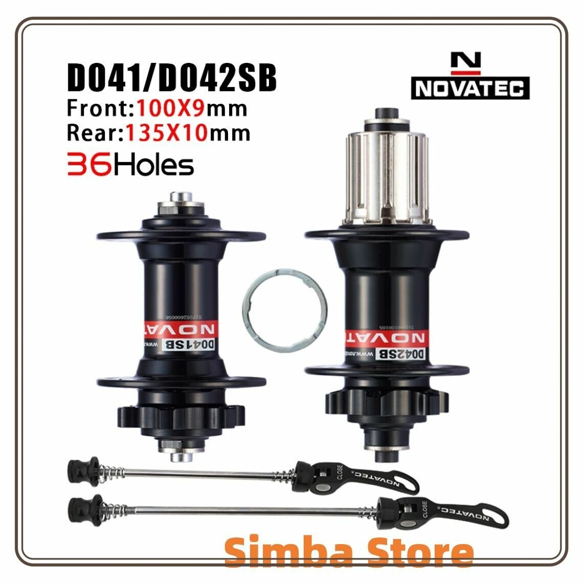 Втулки novatec 36 отверстия передняя 100x9мм Втулка задняя 135x10мм Дисковый тормоз MTB Подшипник ступицы для горного велосипеда для 8/9/10/11 скоростей, Совместим с HG кассета