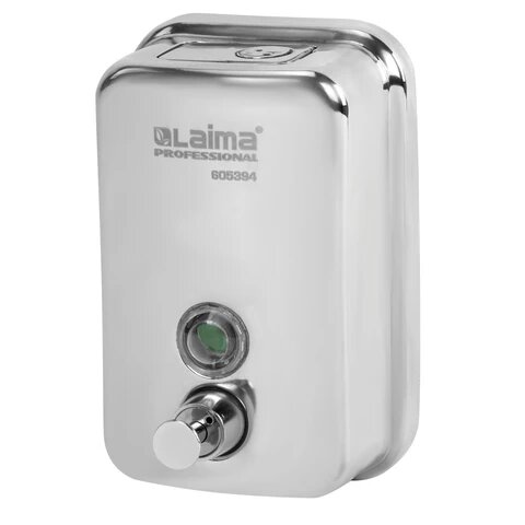 Диспенсер для жидкого мыла LAIMA PROFESSIONAL INOX (гарантия 3 года), 0.5 л, нержавеющая сталь, зеркальный, 605394