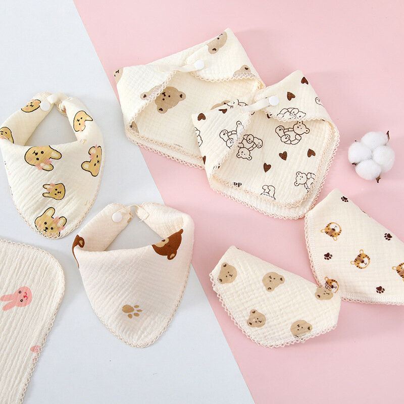 Младенческая салфетки для рта 4 слоя хлопчатобумажной марли Квадратный шарф-цветок в стиле смешанных волос_25*25±2