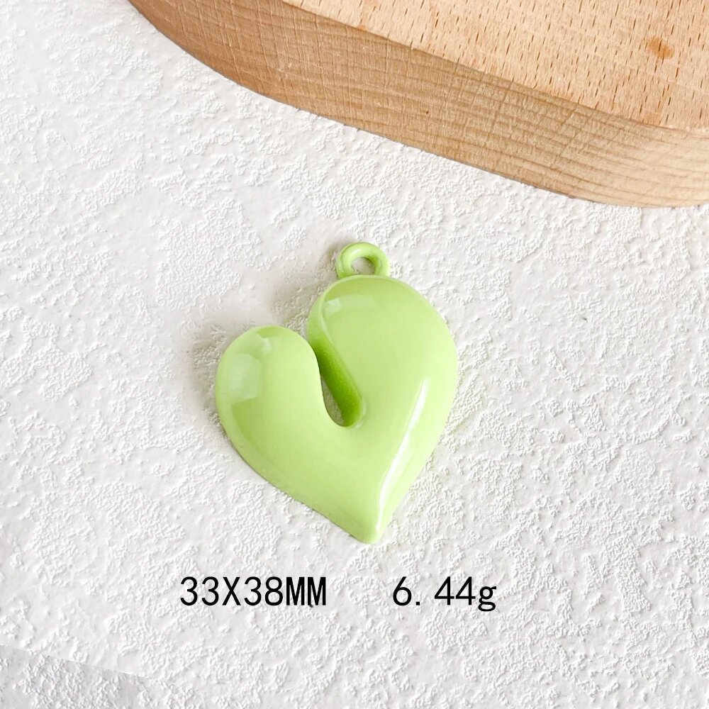 Кулоны сердце из цинкового сплава 50 шт. Зеленый, Green