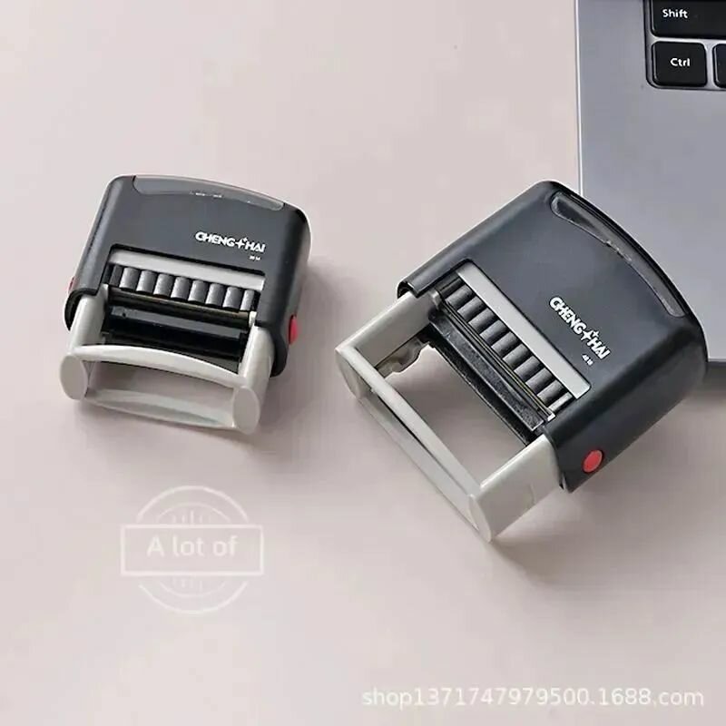 Штамп самонаборный Attache, пластиковый, 2 строки, синие чернила