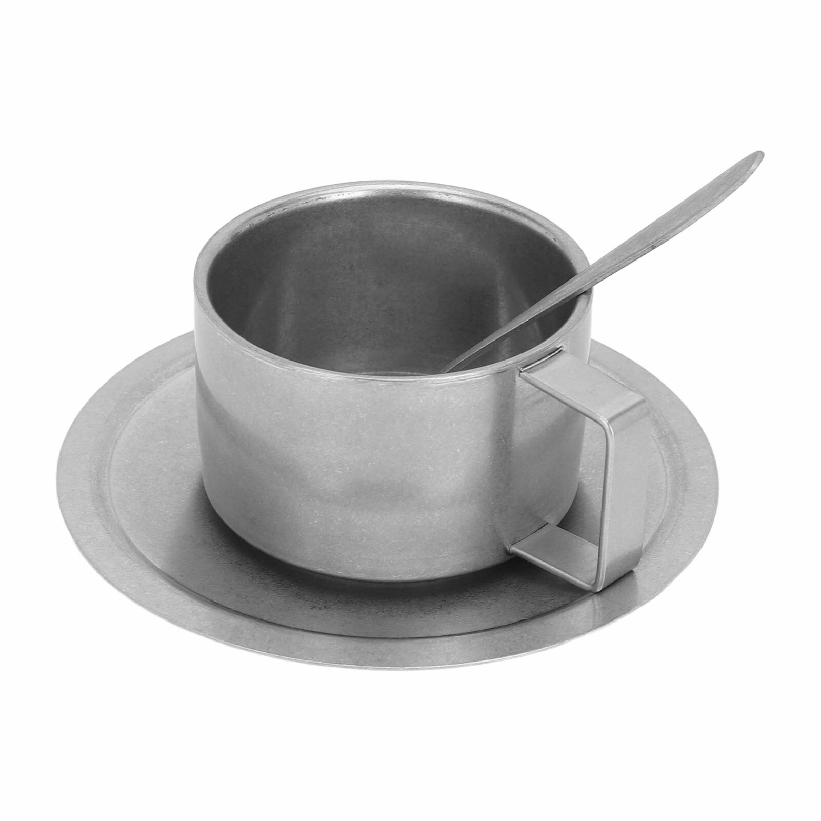 Изолированный набор кофейных чашек, двухслойная кофейная кружка из нержавеющей стали 304 с блюдцем и ложкой для дома, кемпинга, офиса, 200 мл