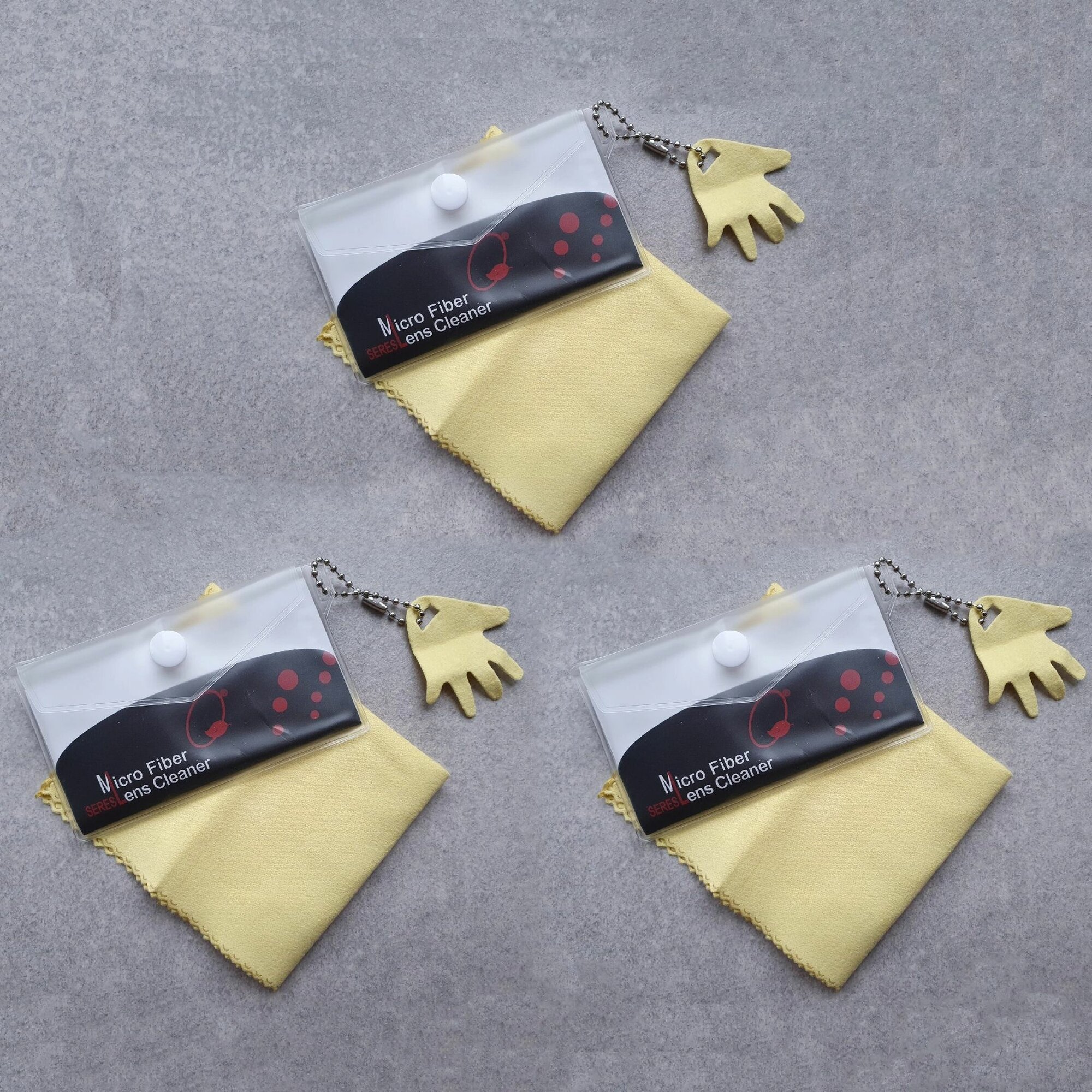 Салфетки High Tech Желтые 3 шт. С чехлом. Для очков, оптики, объектива, экрана.