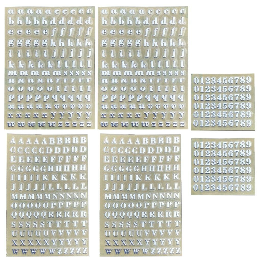 Наклейки с маленькими буквами эпоксидной смолы для поделок с детьми, E серебро 4,5 мм