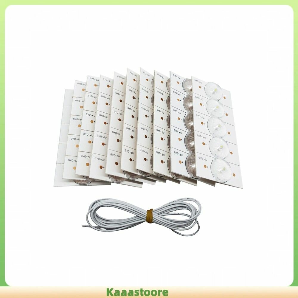 50 шт. SMD светодиодов 6 В с линзой и проводом 2 м, для ремонта LED ТВ 32-65"