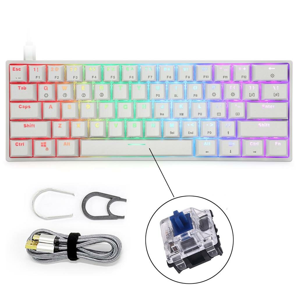 Skyloong GK61 — компактная механическая клавиатура, Синий Переключатель