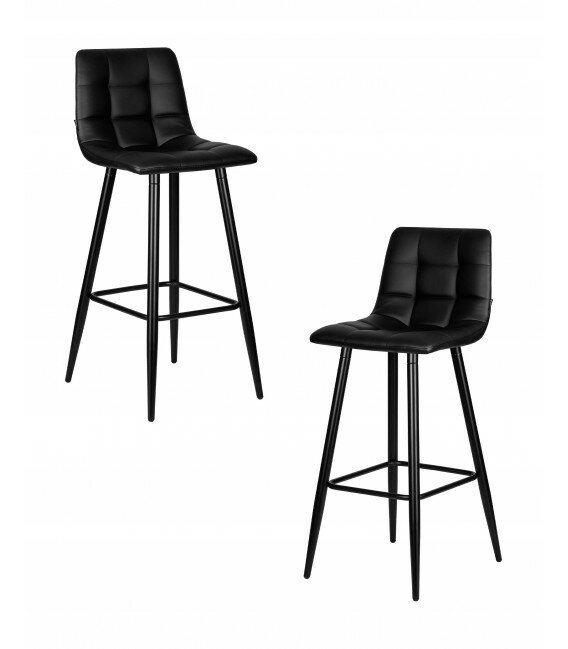 Набор 2 шт Стул барный DOBRIN NICOLE SET-2 8078-LML, черные матовые ножки, черная экокожа (P-01)