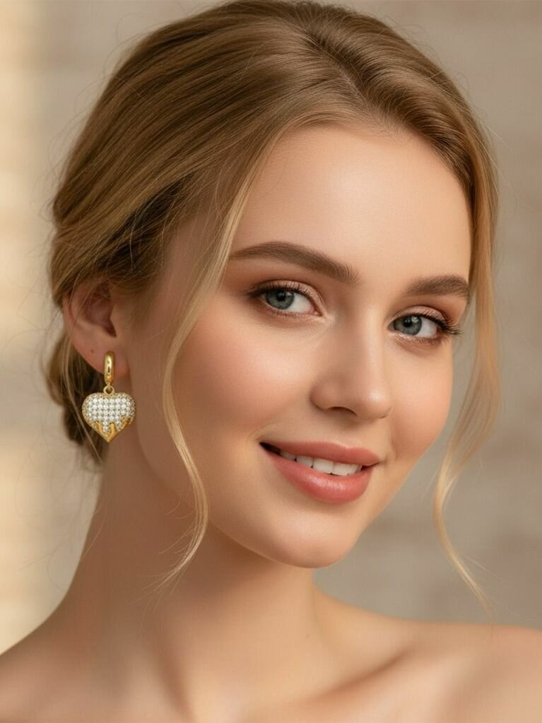 Серьги конго, фианит
