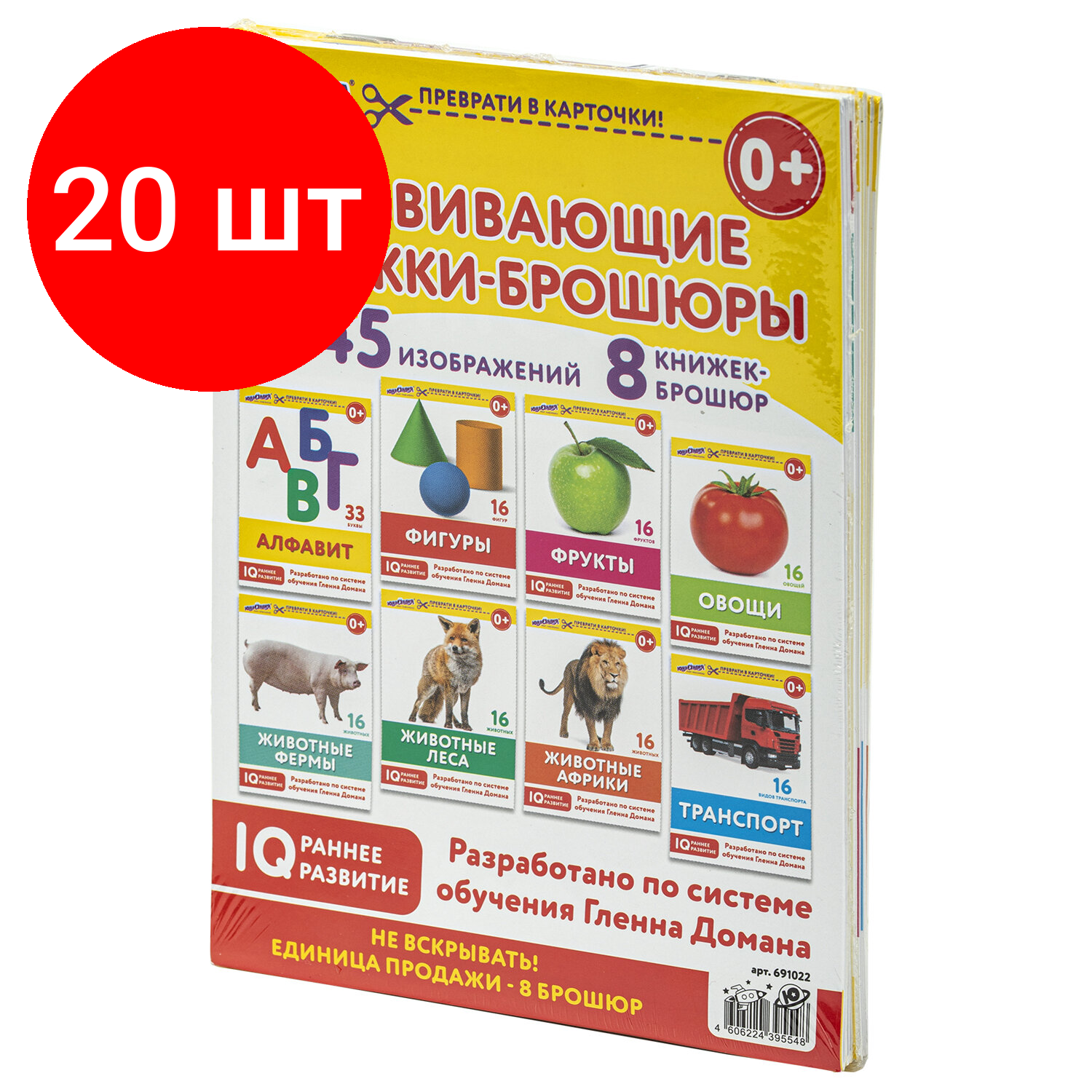 Комплект 20 шт, Карточки Домана 8 развивающих брошюр по методике глена домана, 145 изображений, юнландия, 691022