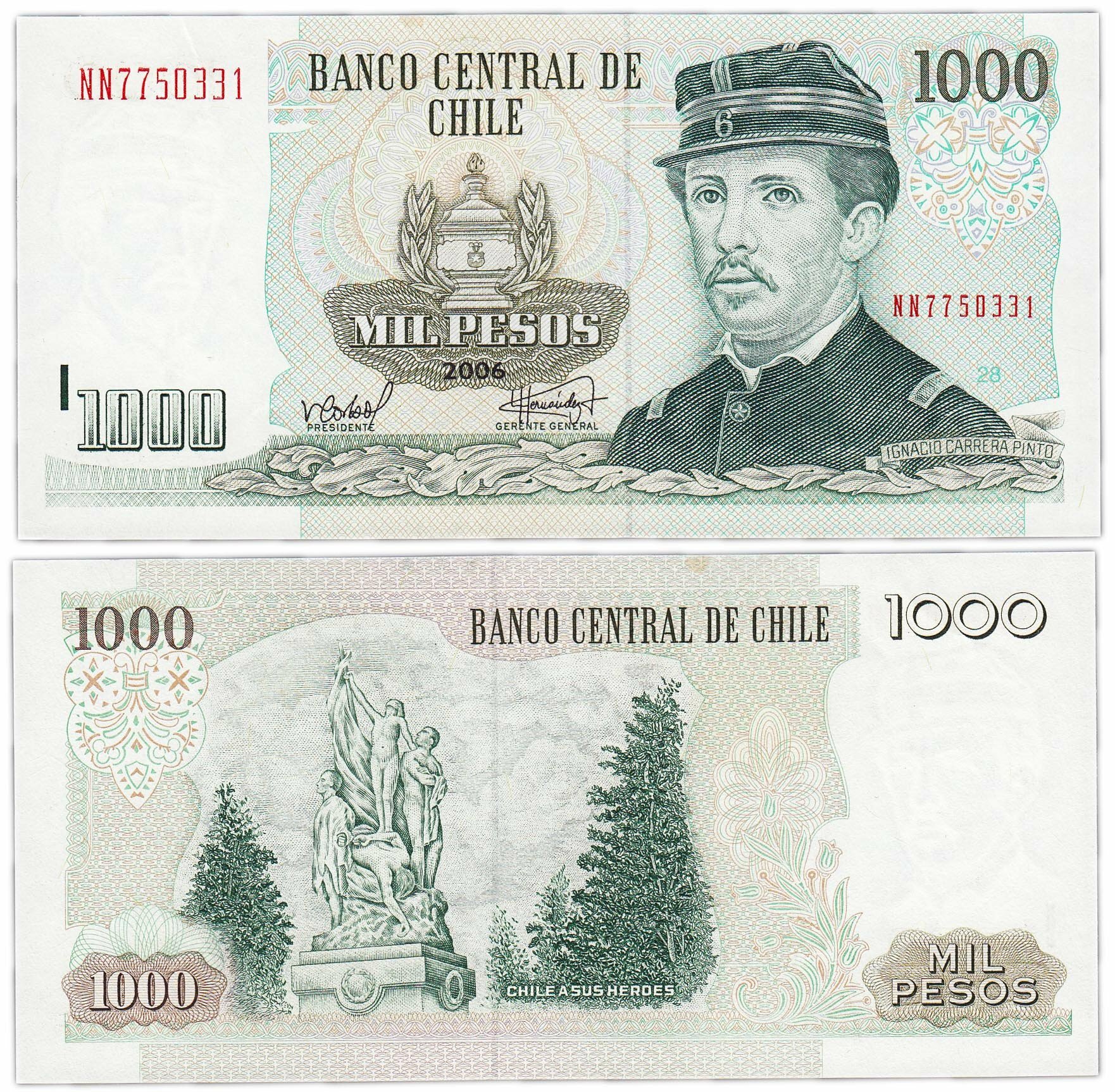 Чили 1000 песо 2006 Pick 154 g