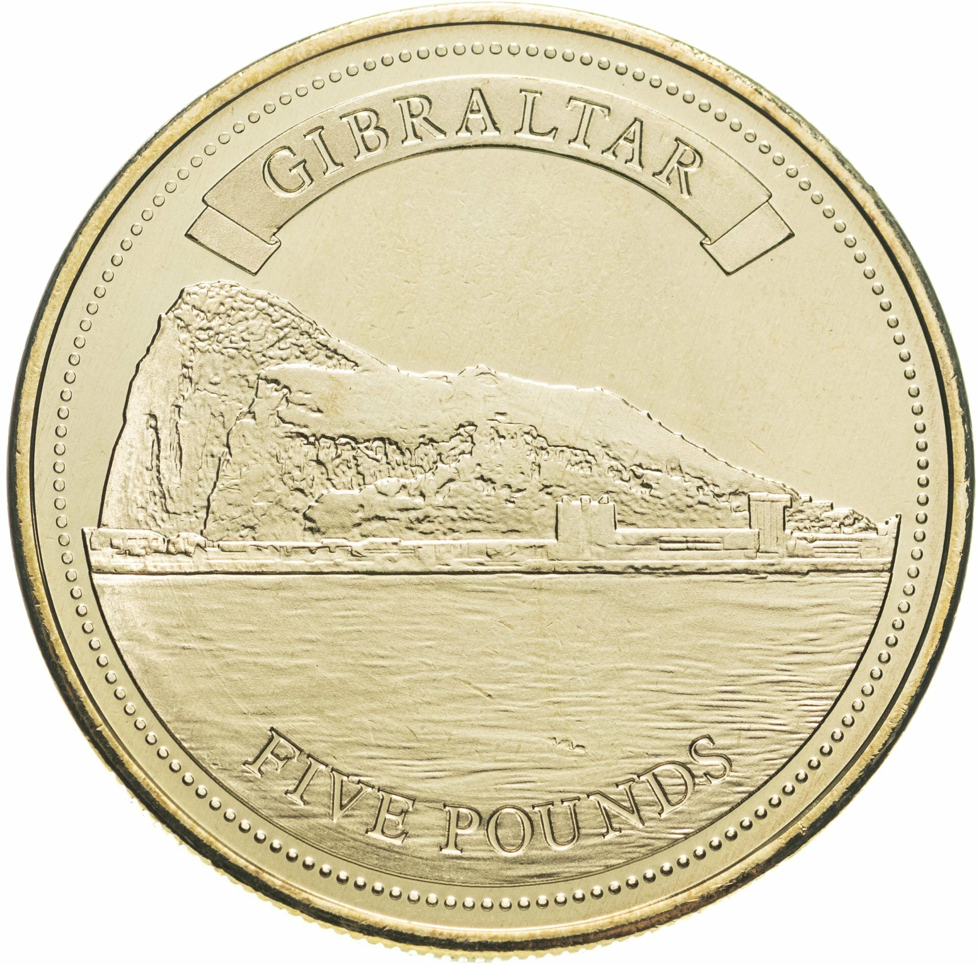 Гибралтар 5 фунтов pounds 2010, Латунь, в сохранности UNC