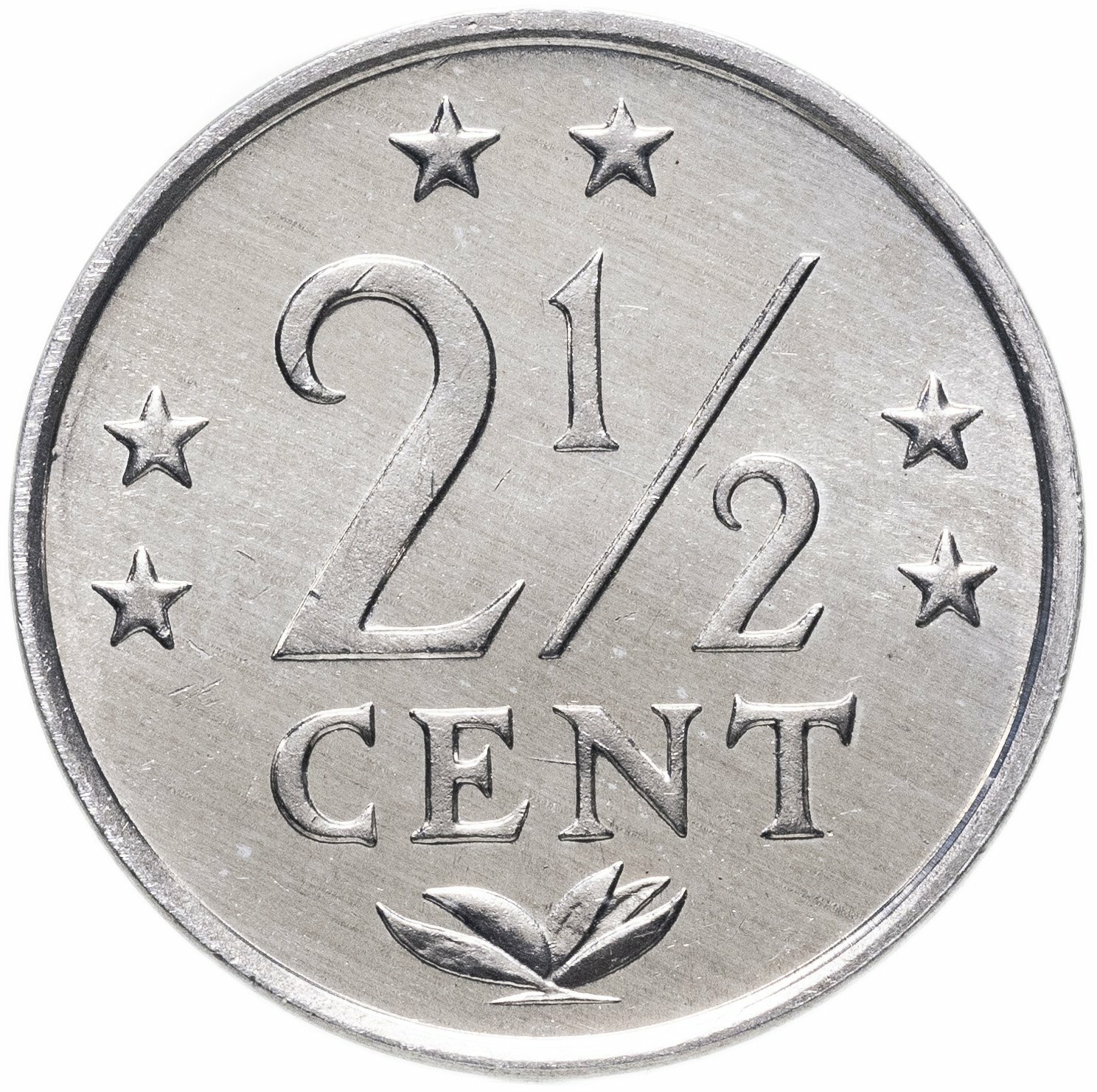 Нидерландские Антиллы 2 1/2 цента 1985, Алюминий, в сохранности UNC