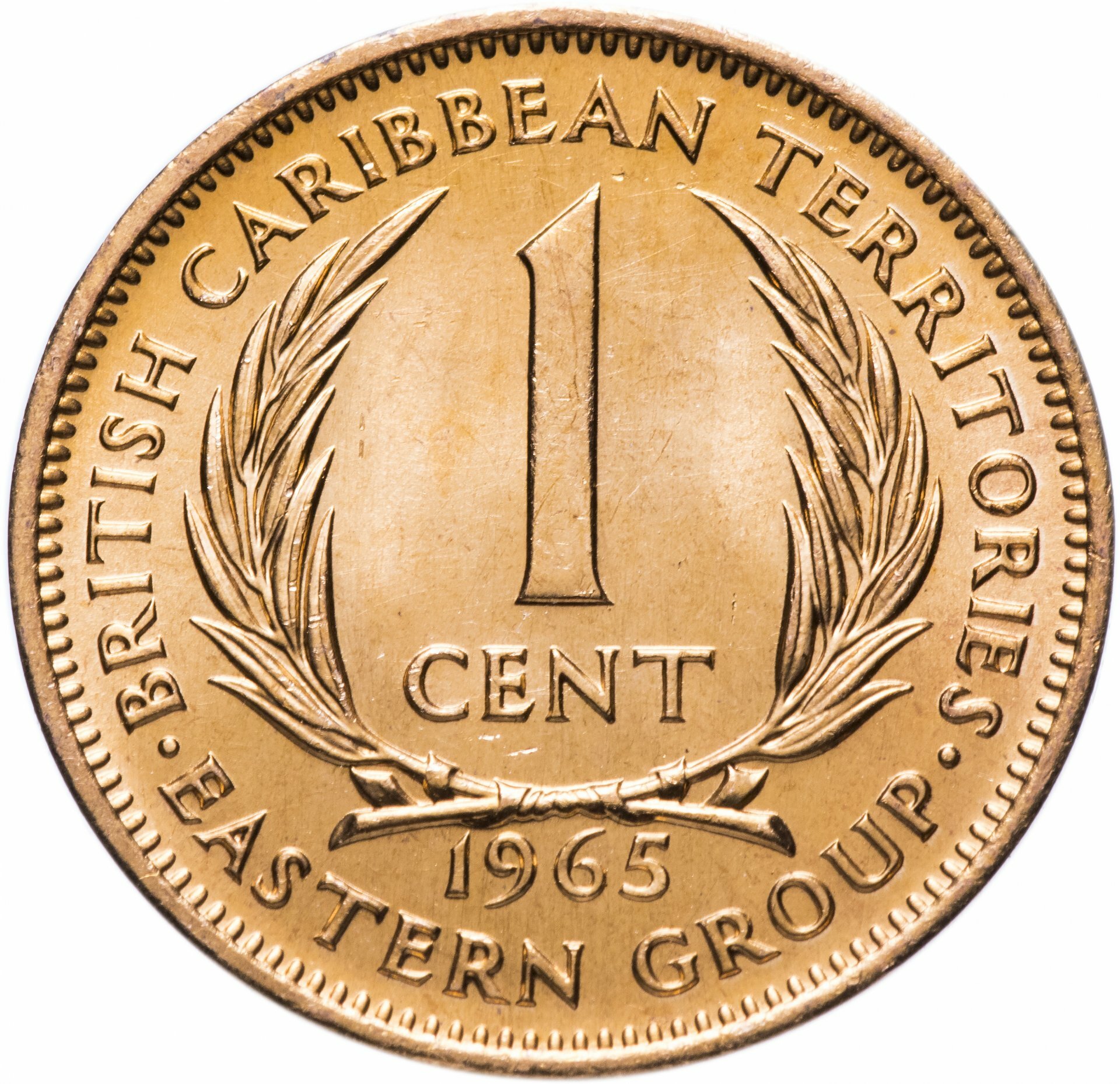 Восточные Карибы 1 цент cent 1965, Бронза, в сохранности AU-UNC