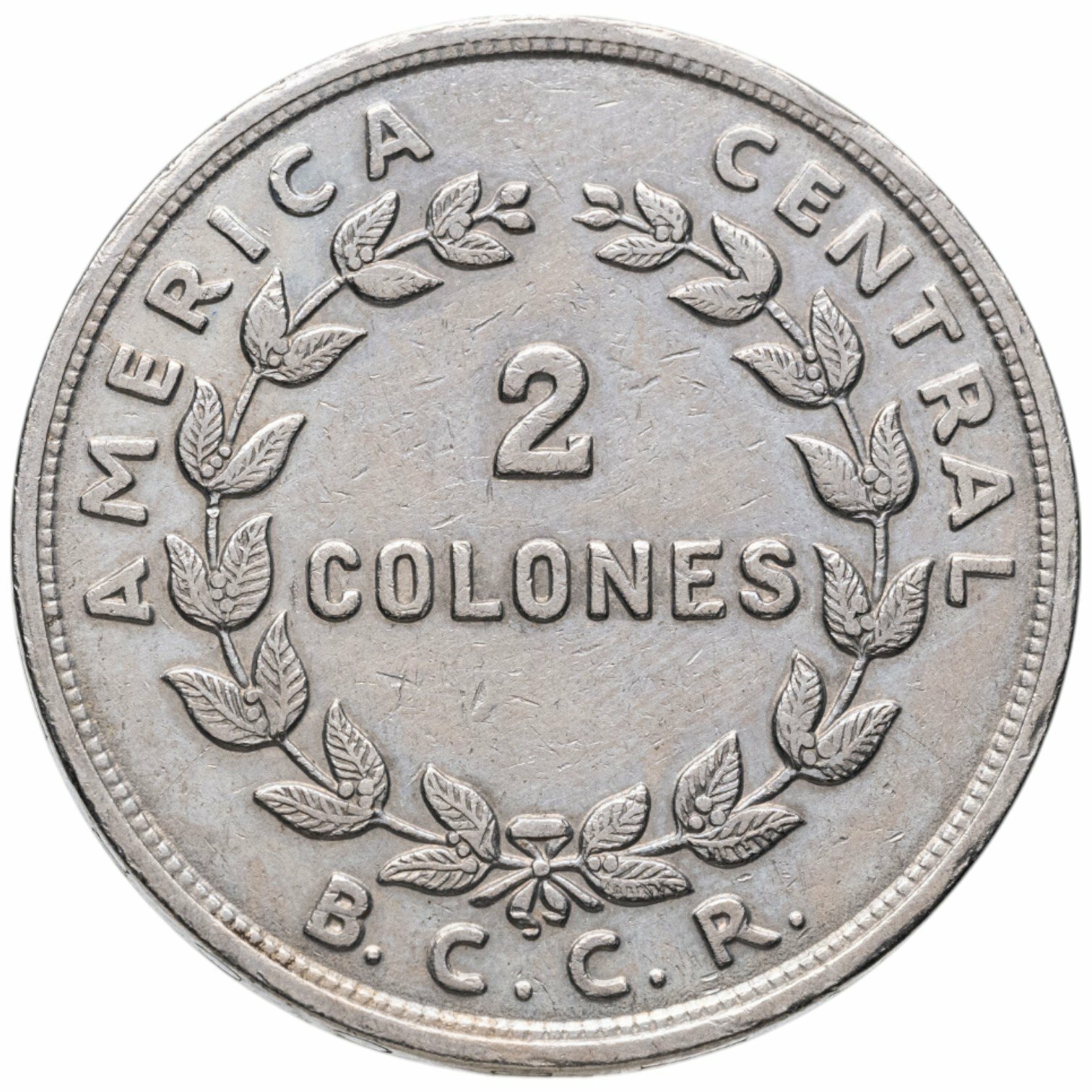 Коста-Рика 2 колона colones 1961, Мельхиор медь-никель, в сохранности XF