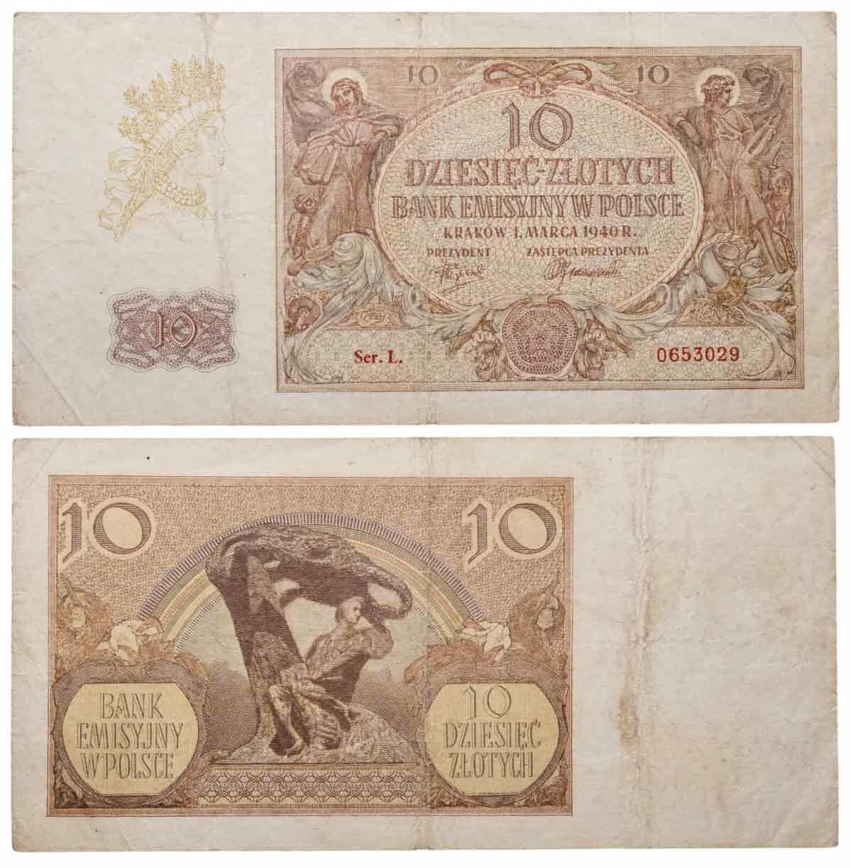 Польша 10 злотых 1940