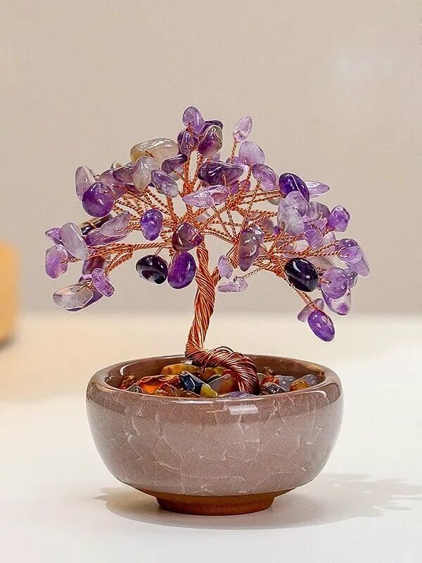 Денежное дерево из натуральных камней цитрин, дерево удачи и счастья