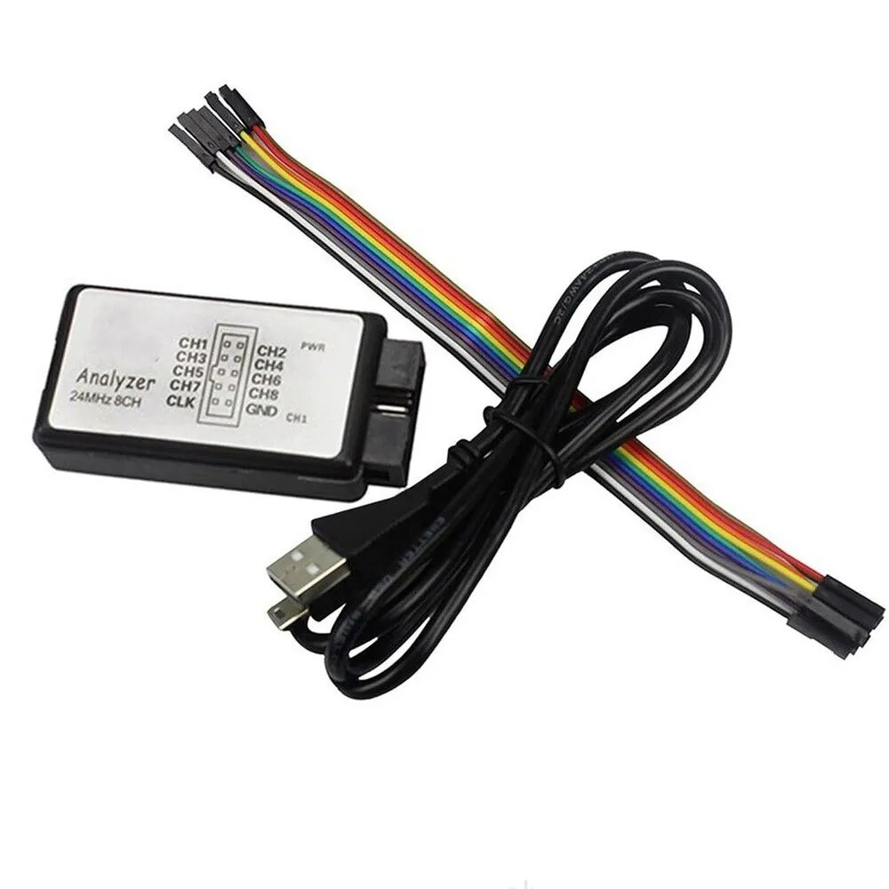 Логический анализатор с кабелем, 24 МГц, 8 каналов, для UART, IIC, SPI, отладка
