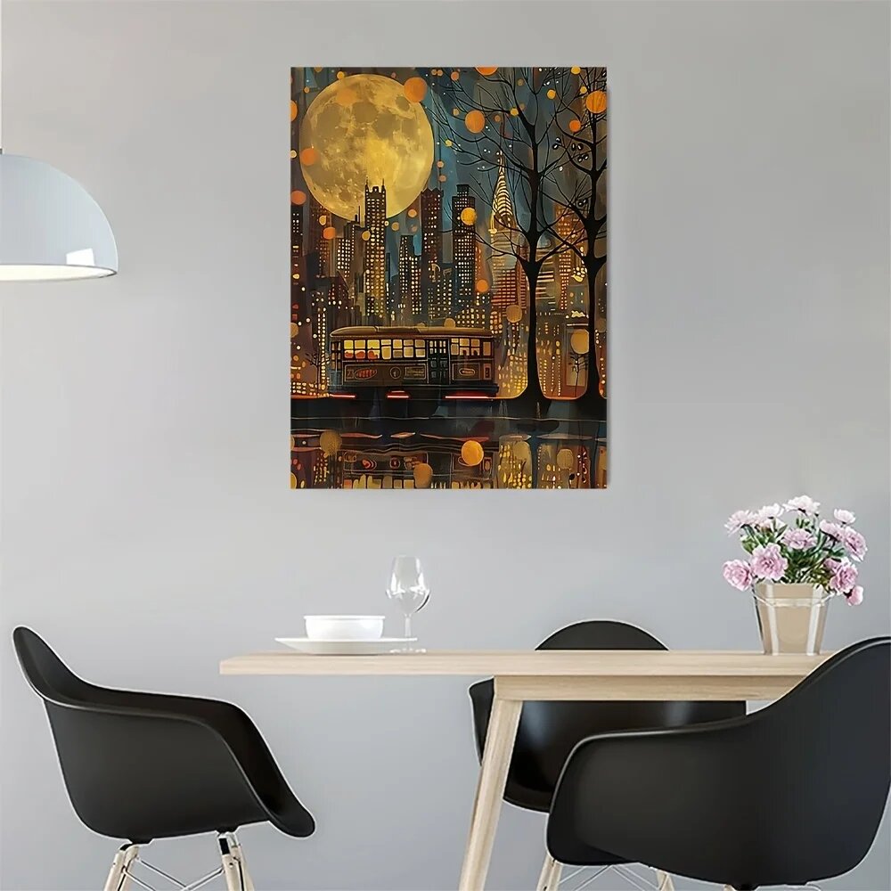 Картина на холсте "Ночной город" 30x40см, Цвет: 12