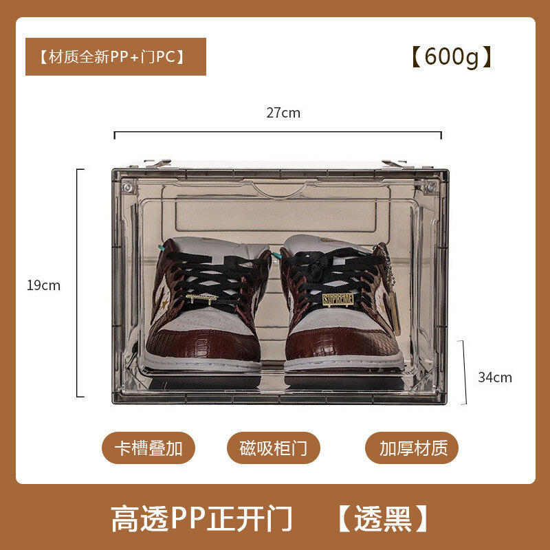 Магнитная прозрачная акриловая обувная коробка, жесткая пластиковая коробка для хранения обуви AJ, утолщенная и увеличенная, с передним открытием, складная