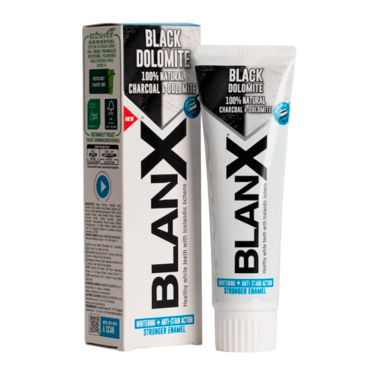 Зубная паста Бланкс Блэк Доломит отбеливающая, 75 мл, BlanX