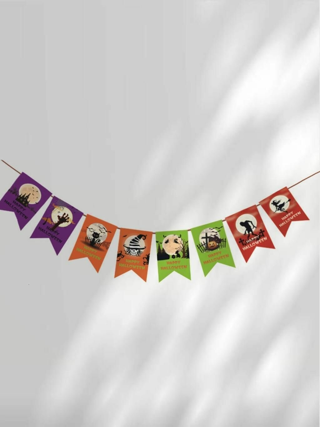 Гирлянда на Хэллоуин с ведьмой и привидением, - Пентаграмма