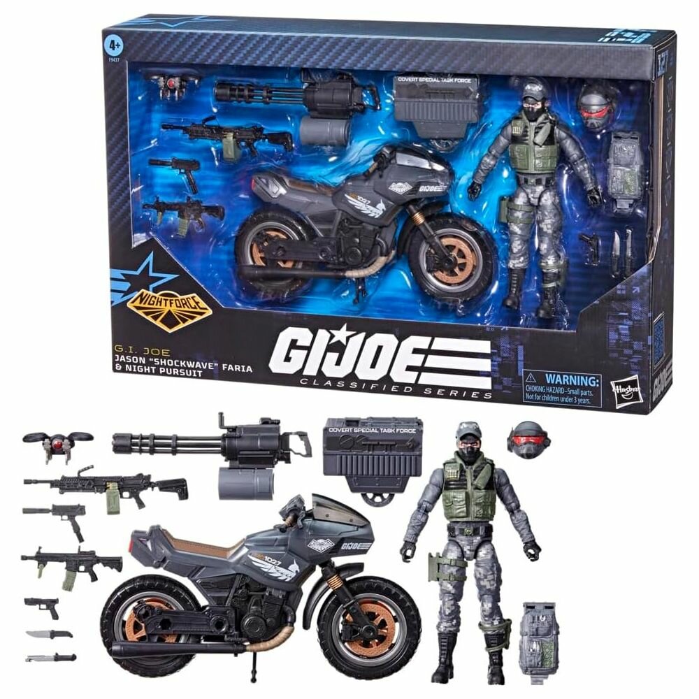 Фигурка Hasbro G.I. Joe Classified Series #127, Велосипед Night Force Jason Shockwave Faria & Night Pursuit, 6 дюймов