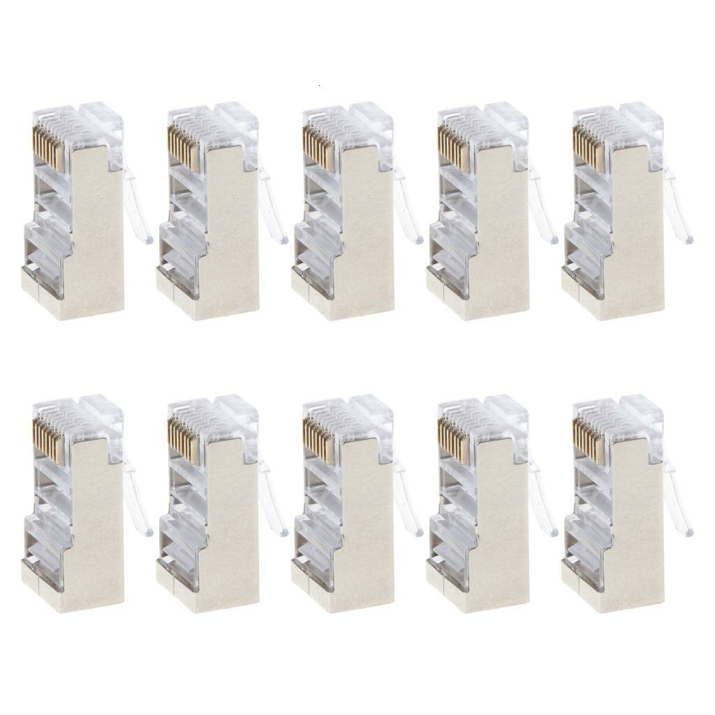 Коннектор RJ45 Cat6 8P8C экранированный, 10 шт.