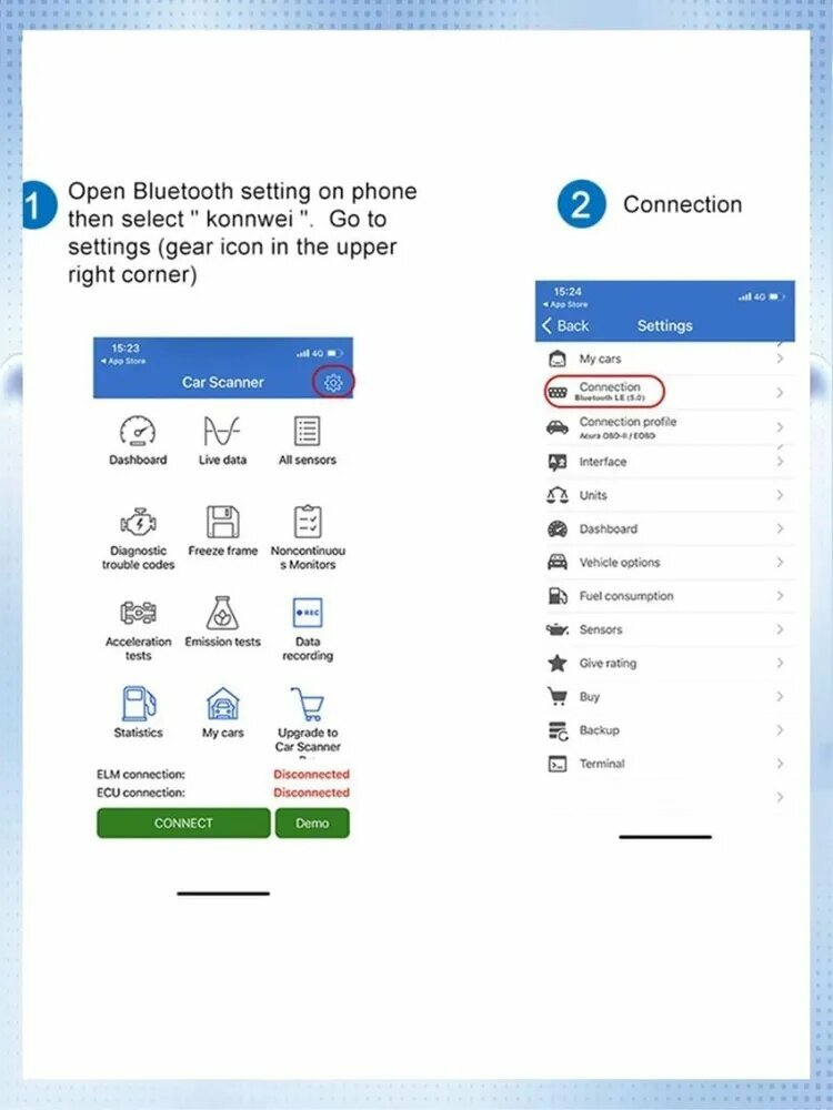 Сканеры KW905 V1.5 OBD2 Bluetooth 5.0 Для Android A — фото 1
