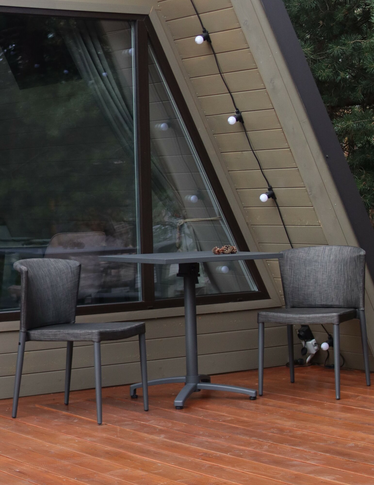 Комплект мебели KONWAY "Изи", стол, 2 кресла, алюминий, текстилен, влагостойкий, темно-серый