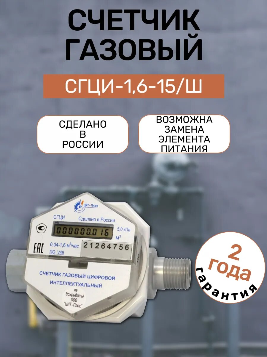 Счетчик газовый СГЦИ-1,6-15/Ш ябкю.407239.001-01 (Dn15, ГШ)