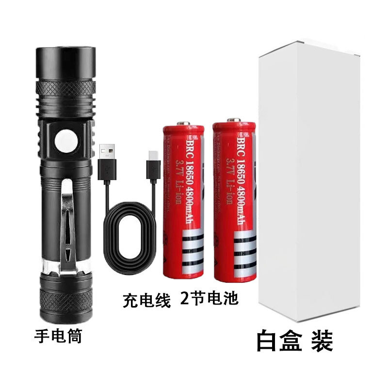 Фонарик T6 сильный свет дальнего света USB зарядка мини-маленький ручка с зажимом для ручки дома на открытом воздухе