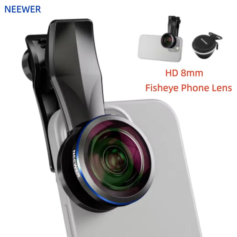 Объектив «рыбий глаз» NEEWER HD 8 мм только для задней панели с резьбой 17 мм, 220 ° Широкий угол, совместимый с iPhone SmallRig NEEWER Samsung