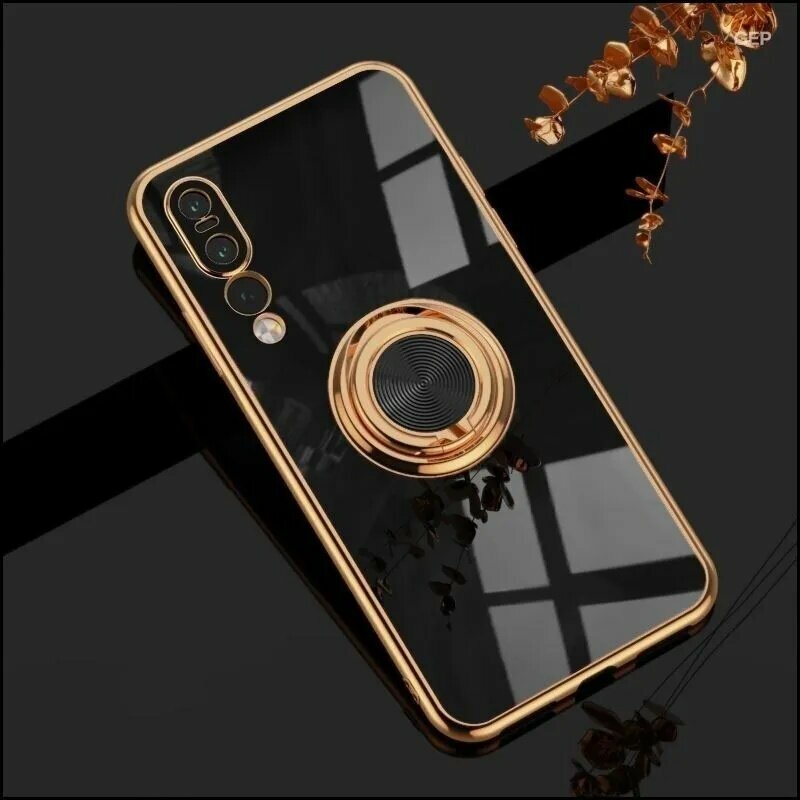 Гальванический чехол для Huawei P20 Pro с Кольцо Держатель ( Хуавей Р20 Про ) / противоударный / Силиконовый чехол