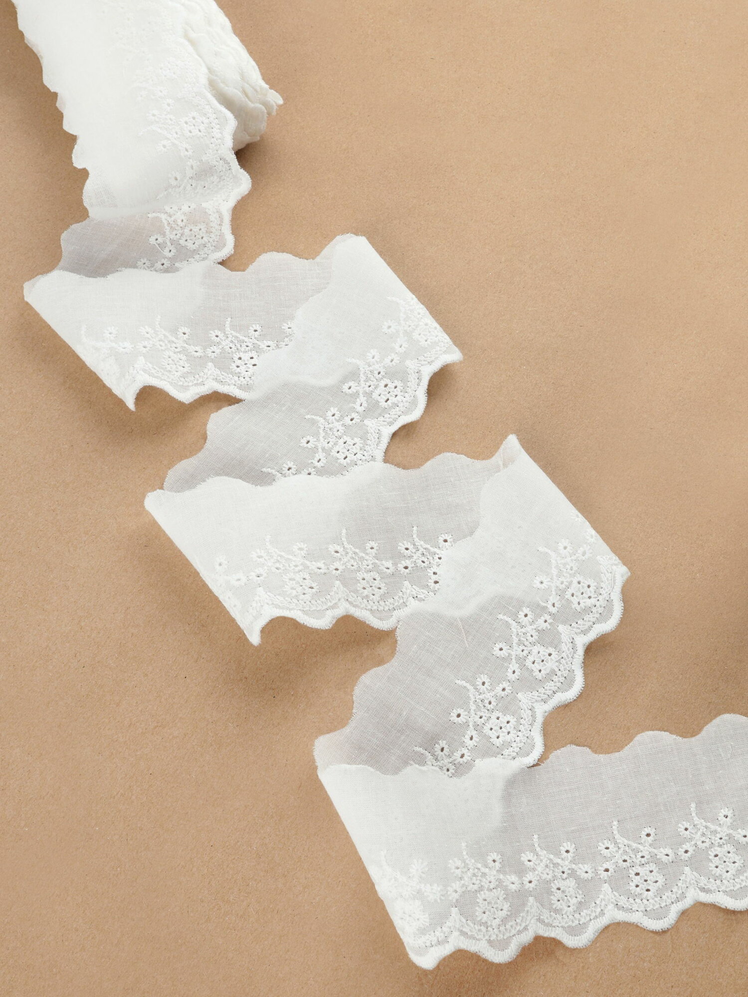 Кружево шитьё, 55 мм, 13+-1 м, белое, вид: кружево, особенности: без особенностей