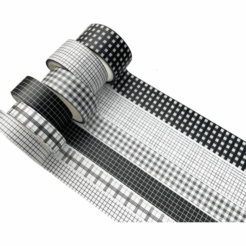 6 рулонов клетчатой декоративной ленты для творчества и скрапбукинга, - BK