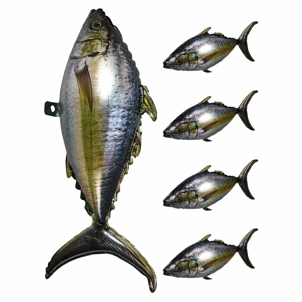 5 шт. воздушных шаров в форме тунца: реалистичные украшения для вечеринки в стиле морских животных - алюминиевые пленочные воздушные шары в форме рыб для рыбалки, празднования дня рождения, вечеринки