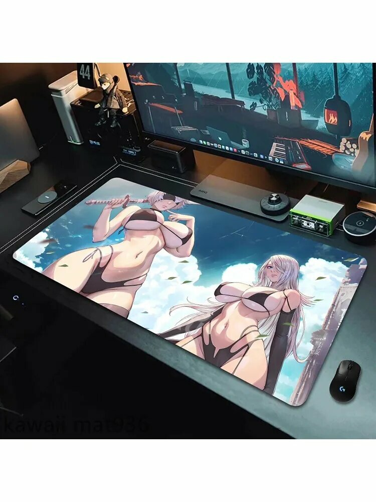 2b. Коврик для мыши, XXL, черно-серый, слоновая кость