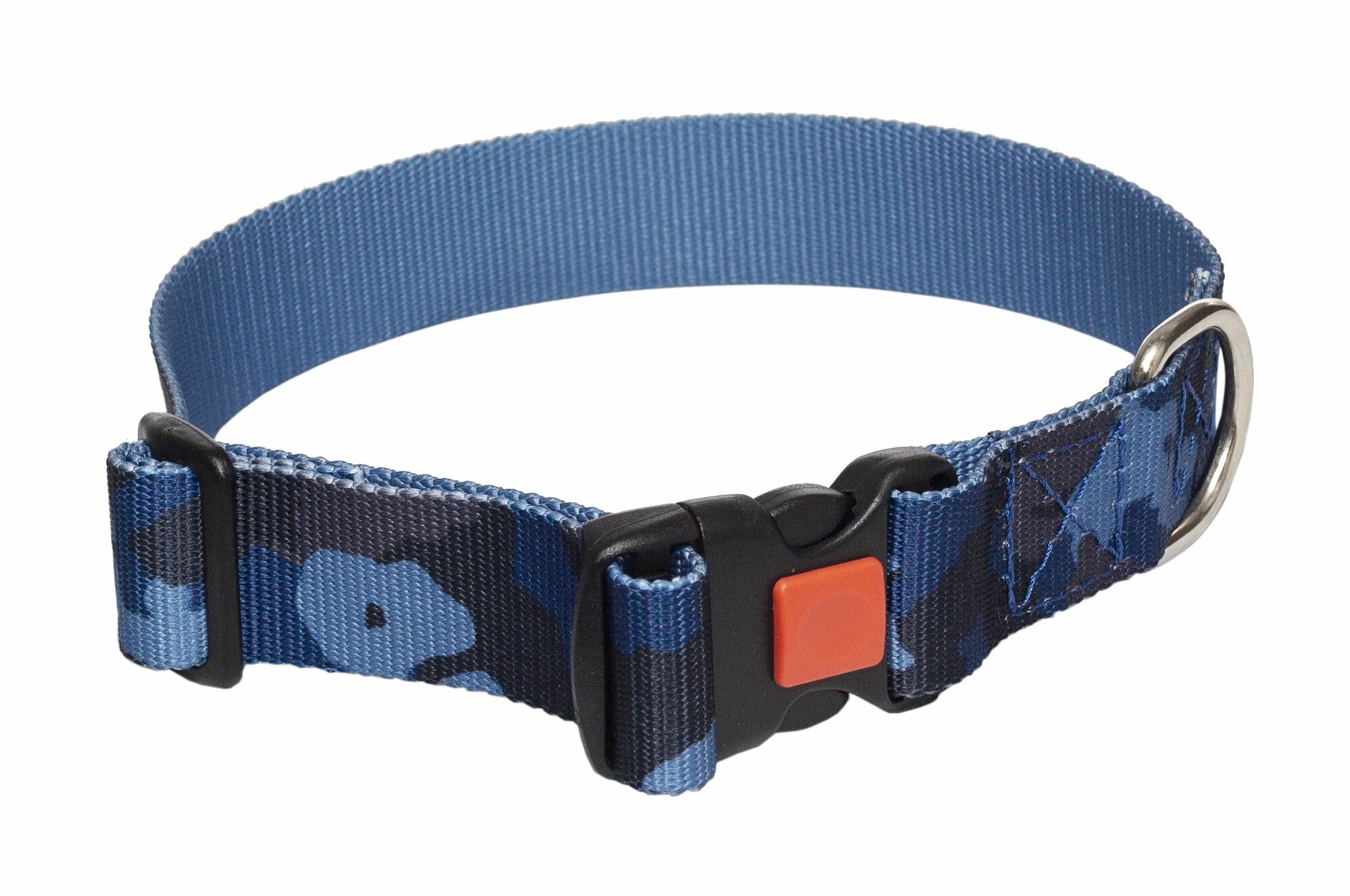 Ошейник капроновый "Камуфляж" с пласт. фастом и блокировкой ширина 40мм, обхват шеи 52-62см, синий