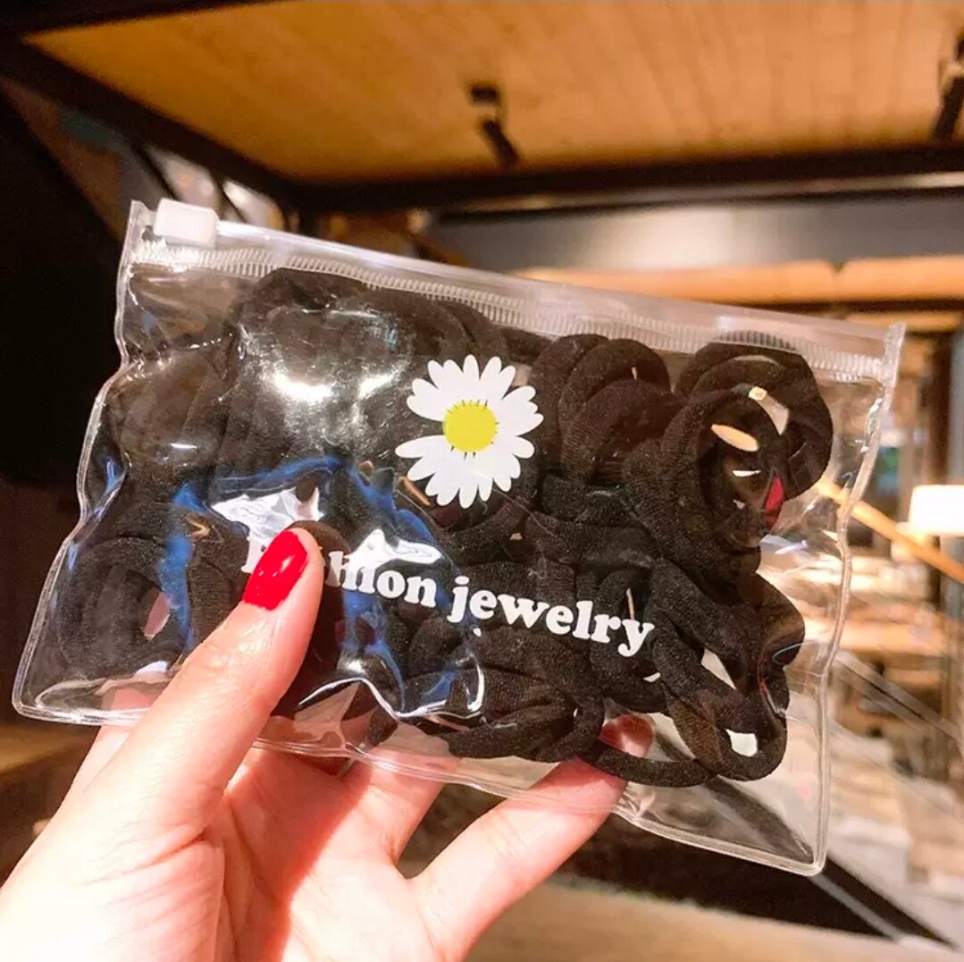 Набор резинок для волос 50 штук, диаметр 2 сантиметра, черный