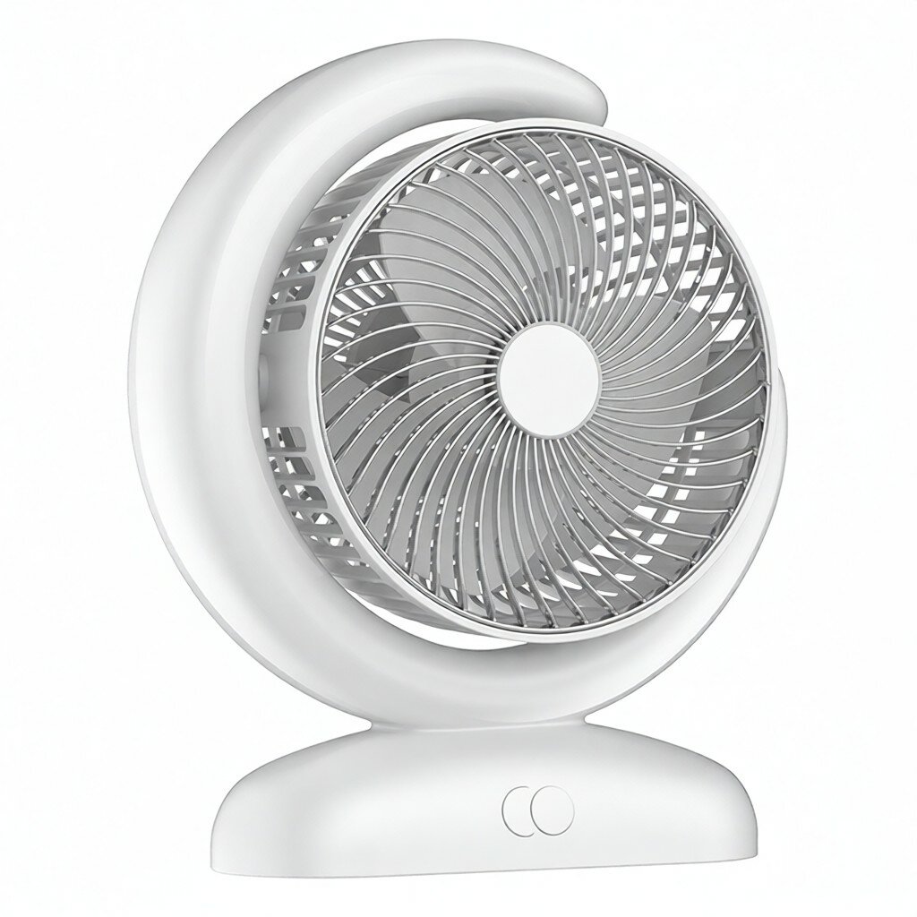 USB Charging Desktop Fan с пультом дистанционного управления Регулируемый вентилятор настольный 3-скоростной циркуляционный вентилятор 5-режимный свет (белый, зеленый, голубой-фиолетовый, градиент дыхание, бегущий огонь) Таймер 1H/2H Модель 102 Материал